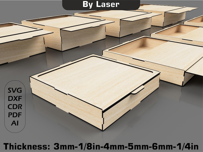 Laser Cut Big Sliding Lid Box, Storage Box Bundle,glowforge File Svg ...