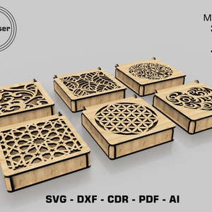 Decorative Wooden Box Laser Cut Files, Flip up Lid Storage Box, 3 ...