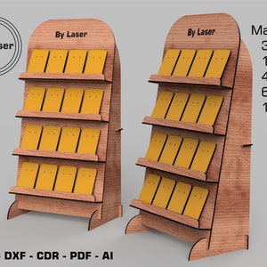 4 Layers Earring Display Stand With Earring Card , Postcard Counter Display Stand , Laser Cut ...