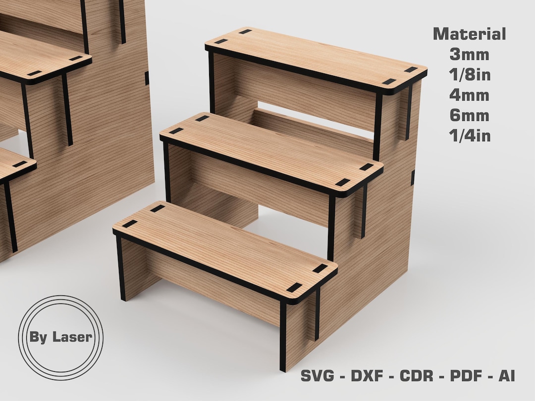 3 Shelf Retail Counter Display Stand SVG: Laser Cut Files, Glowforge ...