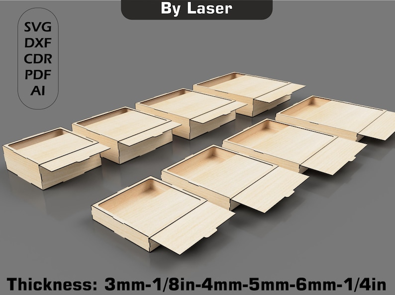 Laser Cut Big Sliding Lid Box, Storage Box Bundle,glowforge File Svg ...