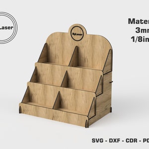 3 Tiered Retail Counter Gift Card Display Stand for Laser Cut Files - 3mm - 1/8 in Versions ...