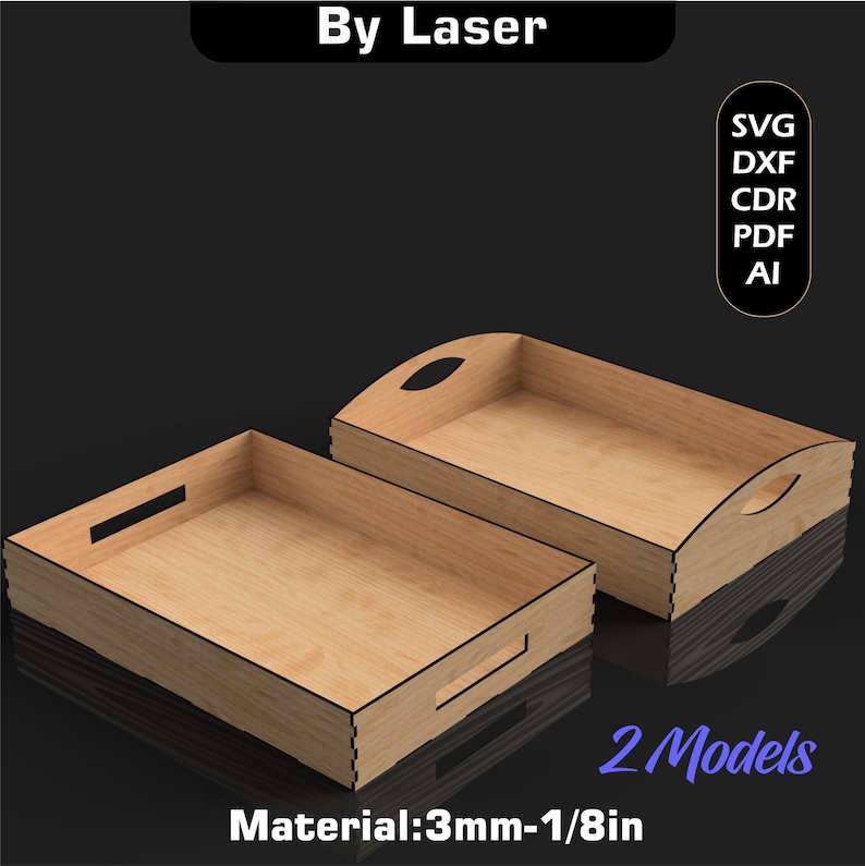 Decorative Tray Laser Cut Files: 3mm & 1/8" Material Digital Download ...