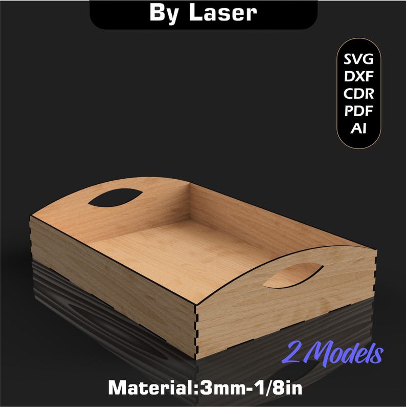 Decorative Tray Laser Cut Files: 3mm & 1/8" Material Digital Download ...