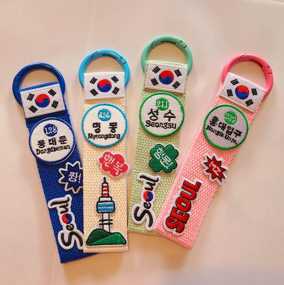 Korea Souvenir Keychain, Seoul Embroidered Keyring, Cute K-style Bag ...