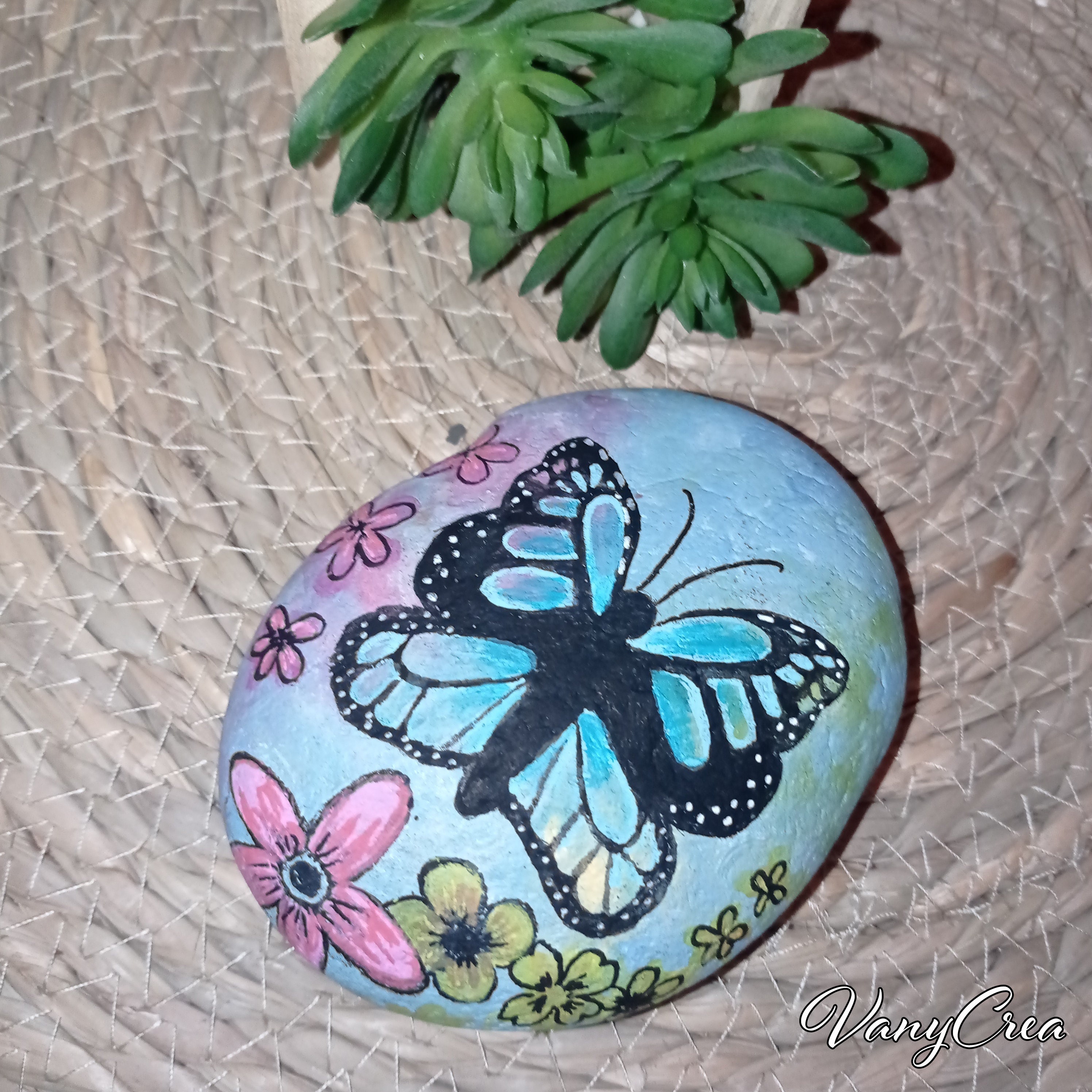Hand Painted Pebble Painting on Acrylic Pebble Rock Hand Painted Stone ...