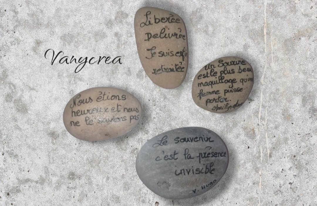Galets peints peinture sur galet citation pierre galet personnalisé ...