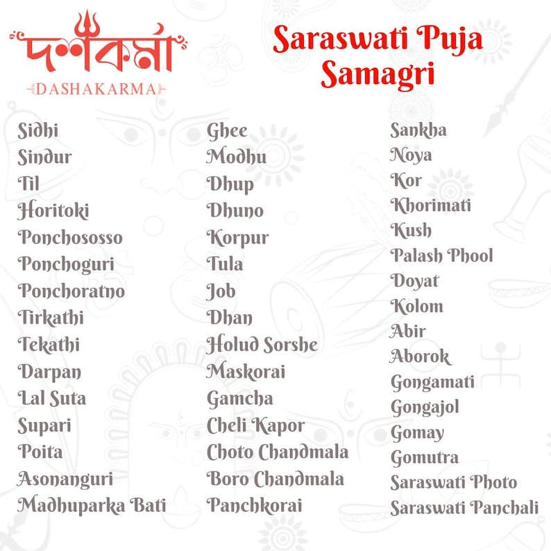 DASHAKARMA | Saraswati Puja Kit - Saraswati Puja Samagri | Readymade ...