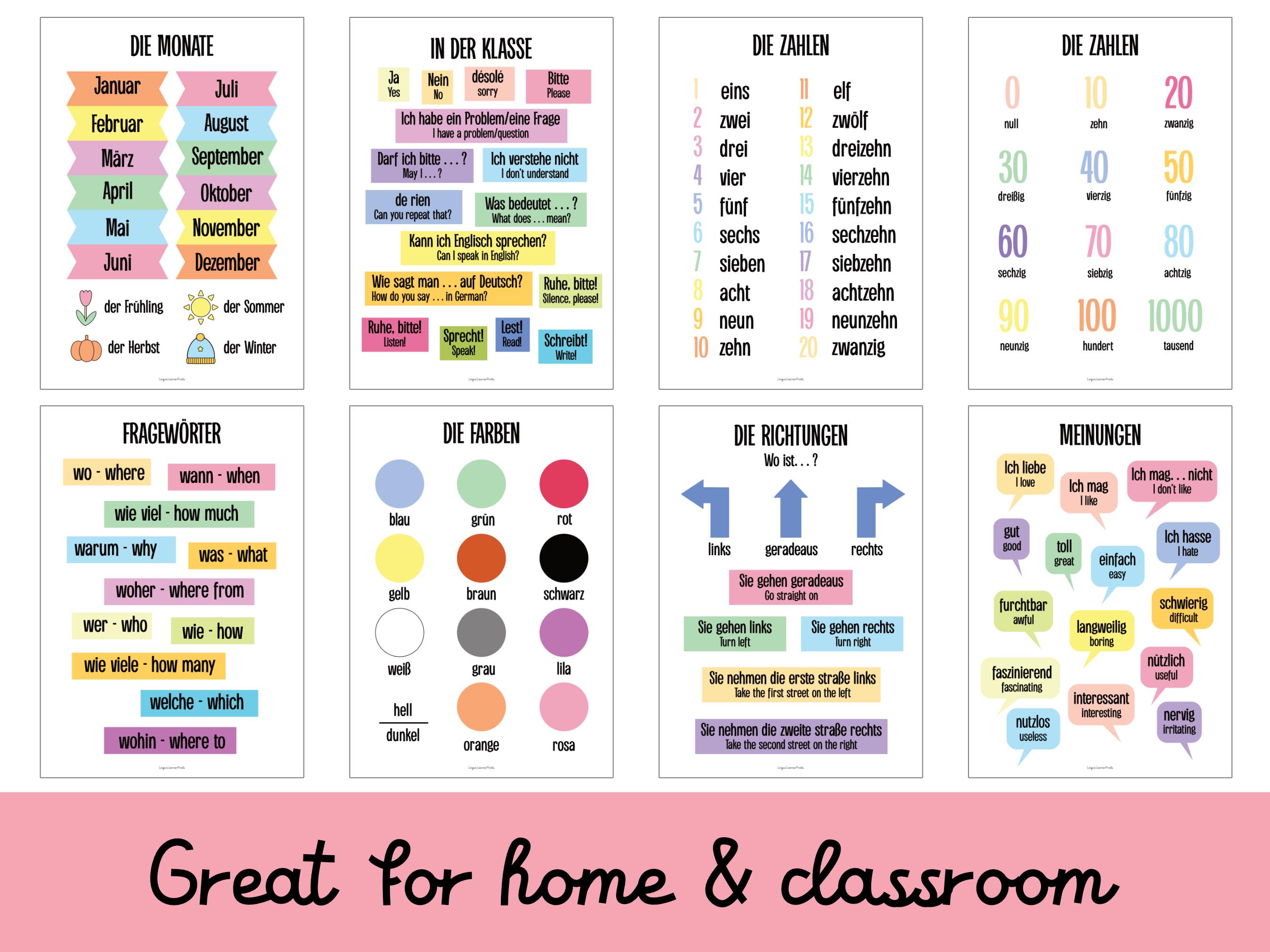 20 German Language Posters and Flashcards Printable. Learn German ...