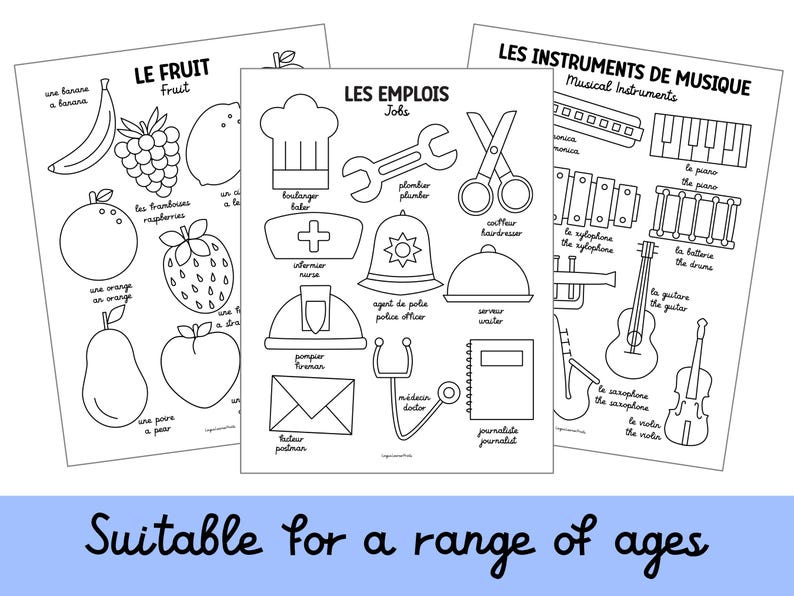 French Colouring Pages. Learn French Vocabulary, Bilingual Education ...