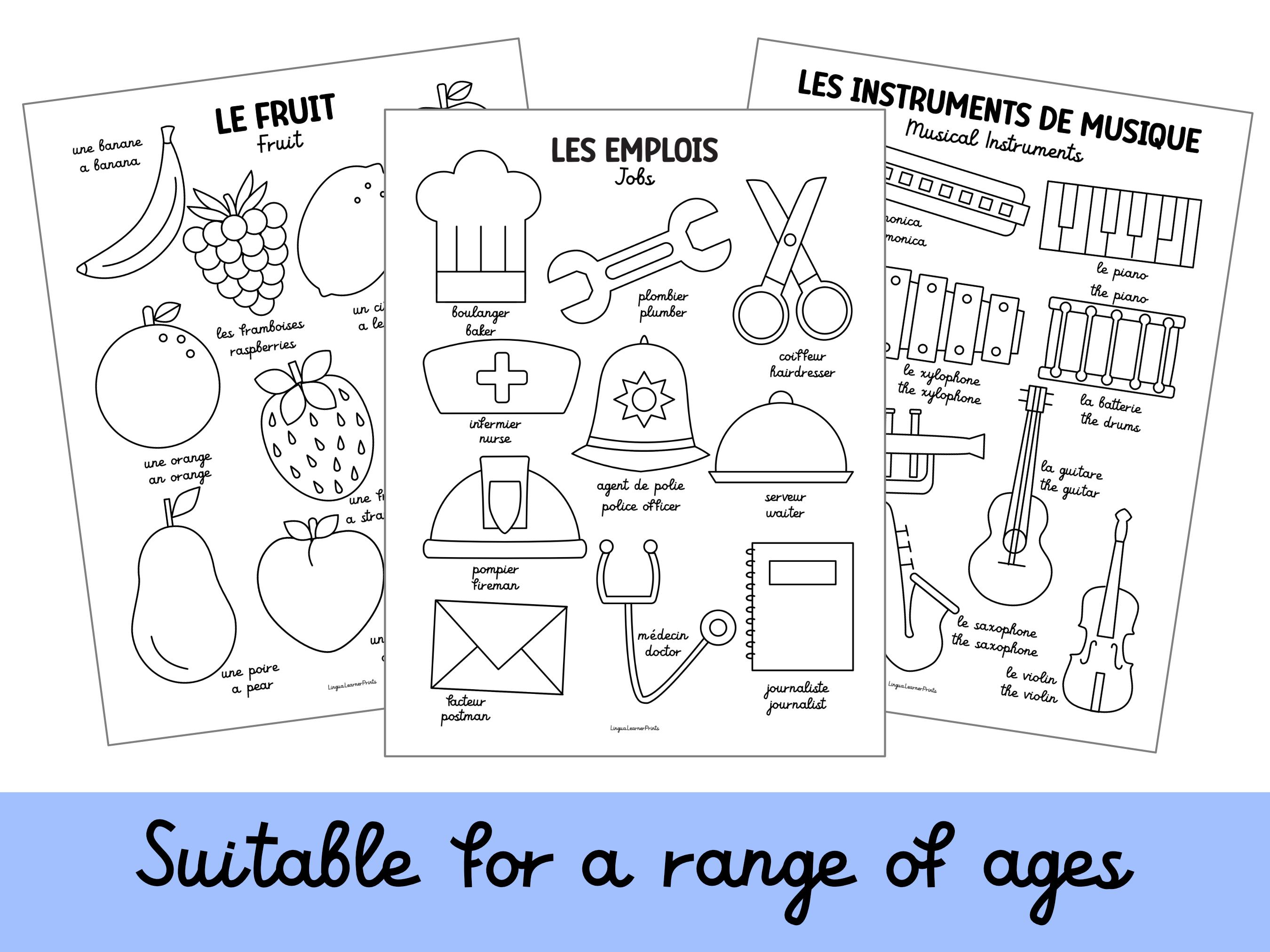 French Colouring Pages. Learn French Vocabulary, Bilingual Education ...