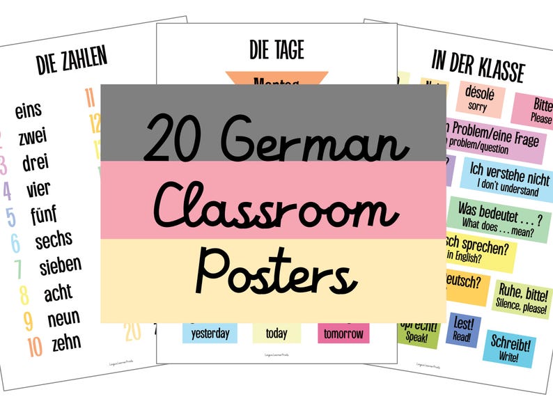 20 German Language Posters and Flashcards Printable. Learn German ...