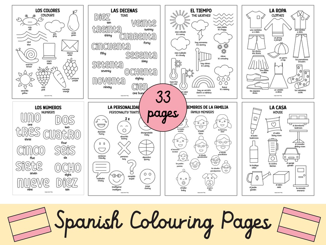 Spanish Colouring Pages: Bilingual Vocabulary Builder for Classroom and ...