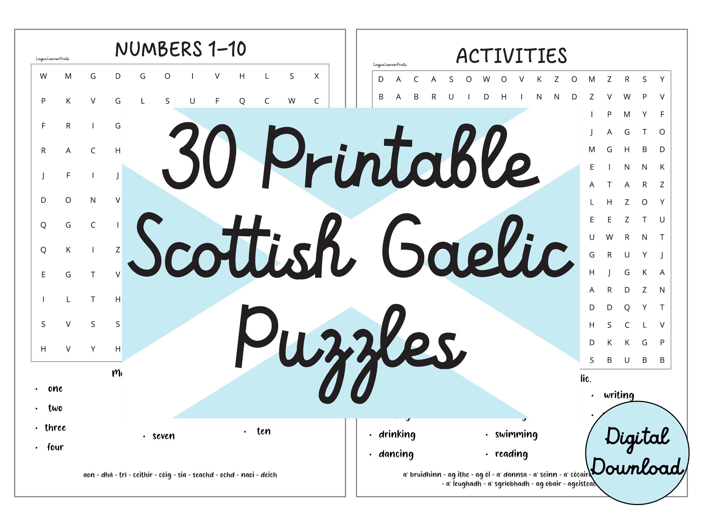 Scottish Gaelic Printable Word Searches. Learn Gaelic Vocabulary for ...