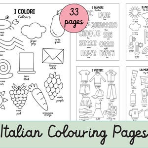 Italian Colouring Pages: Bilingual Vocabulary Builder (PDF) - Etsy