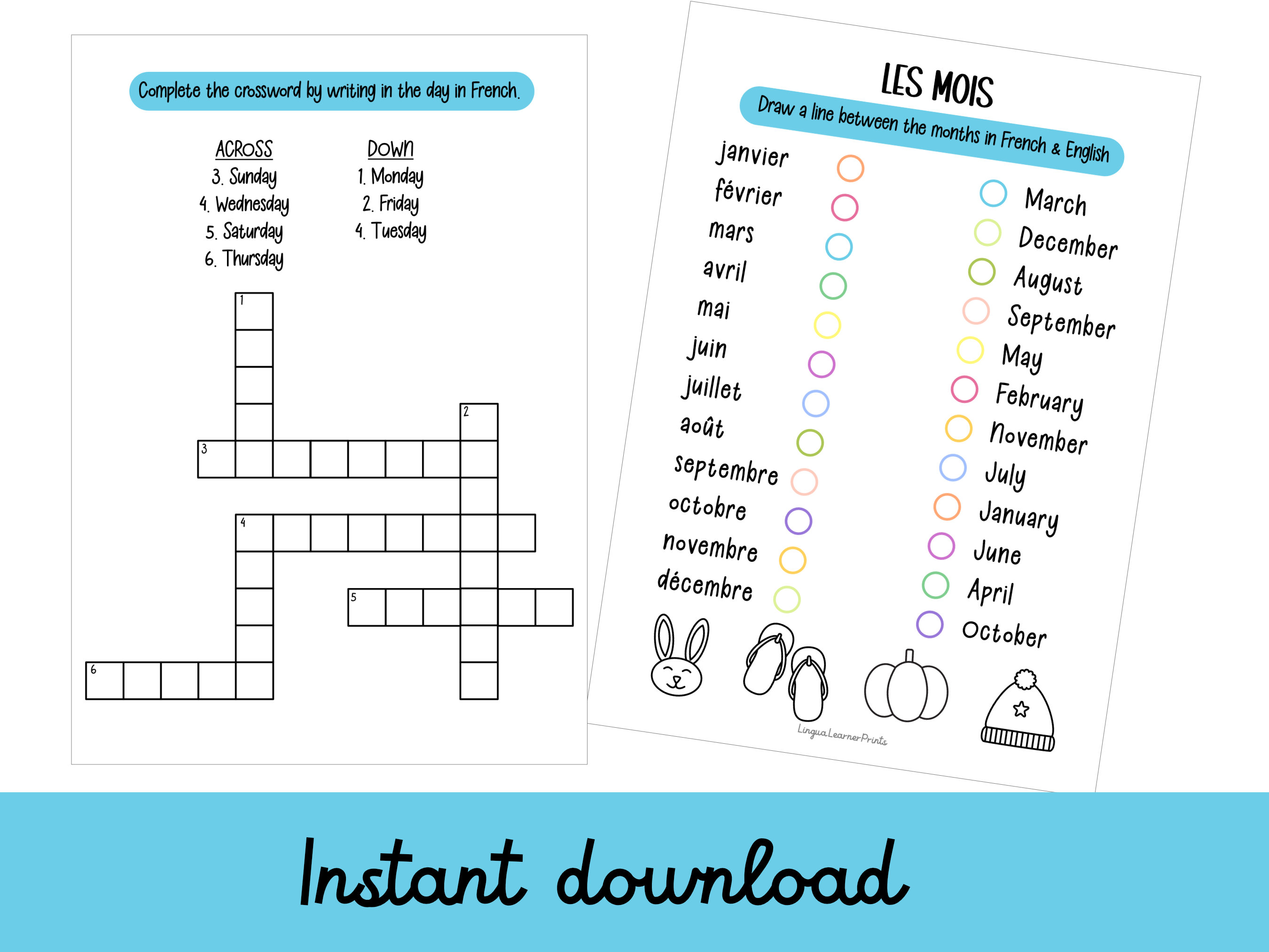 French Printable Activity Sheets for Kids for Home Learning and School ...