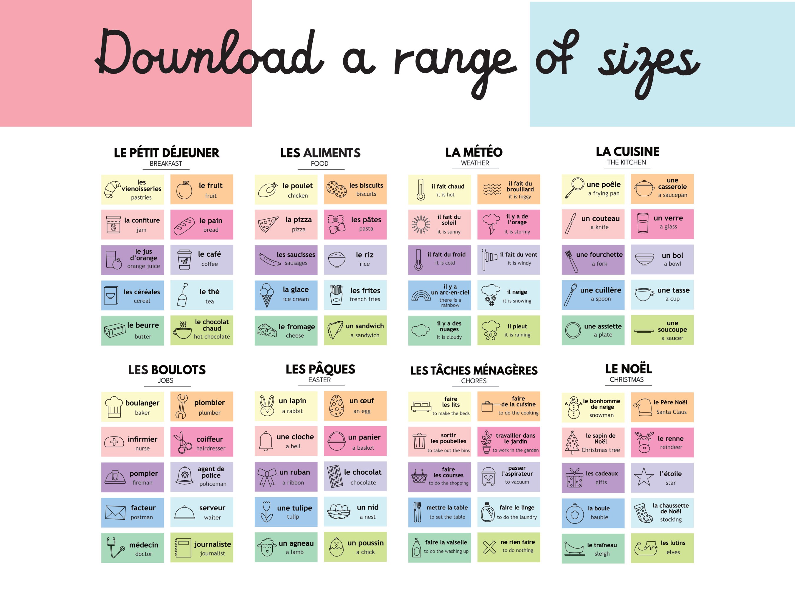 French Language Posters and Flashcards Printable. Learn French ...