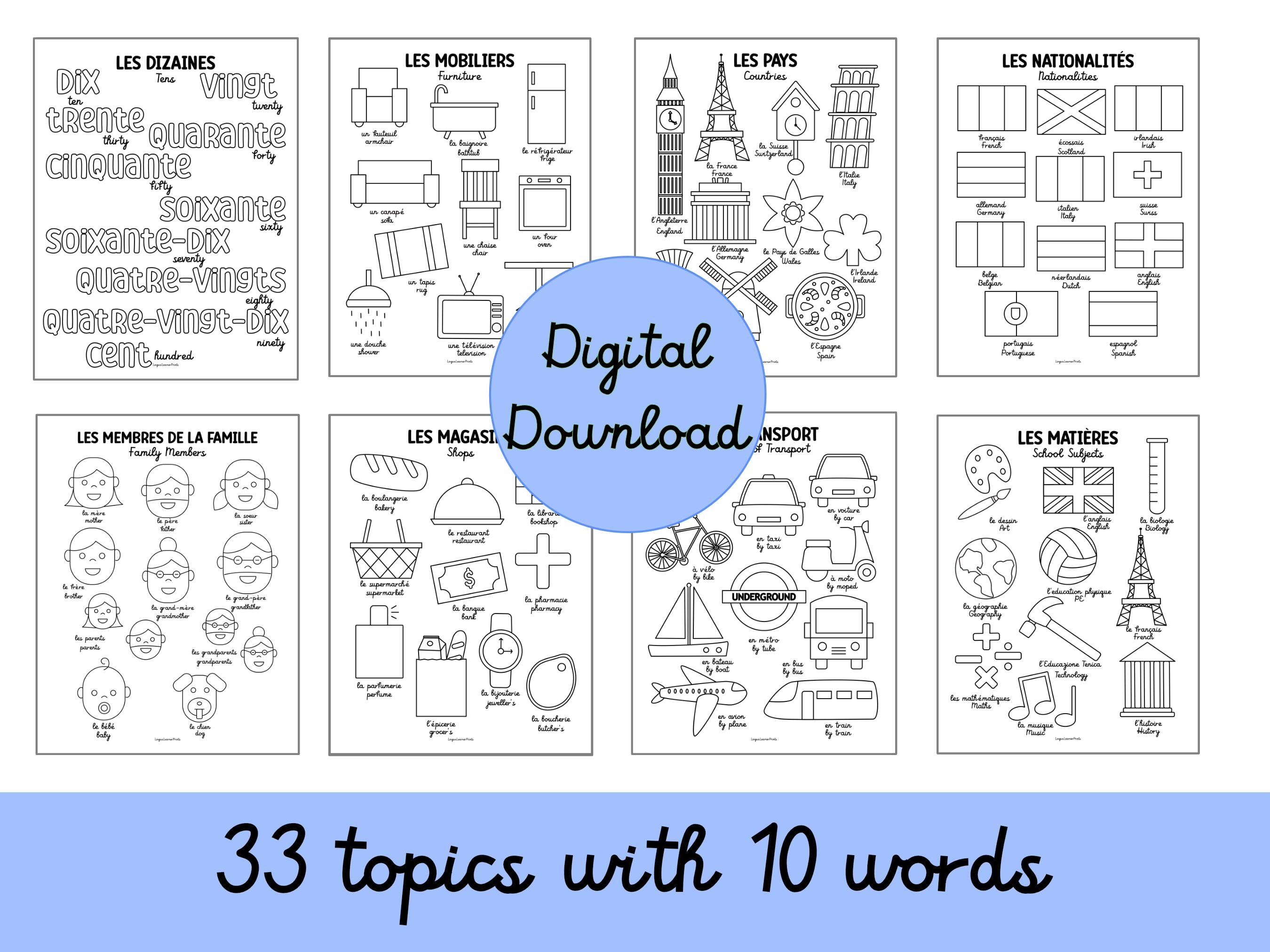 French Colouring Pages. Learn French Vocabulary, Bilingual Education ...