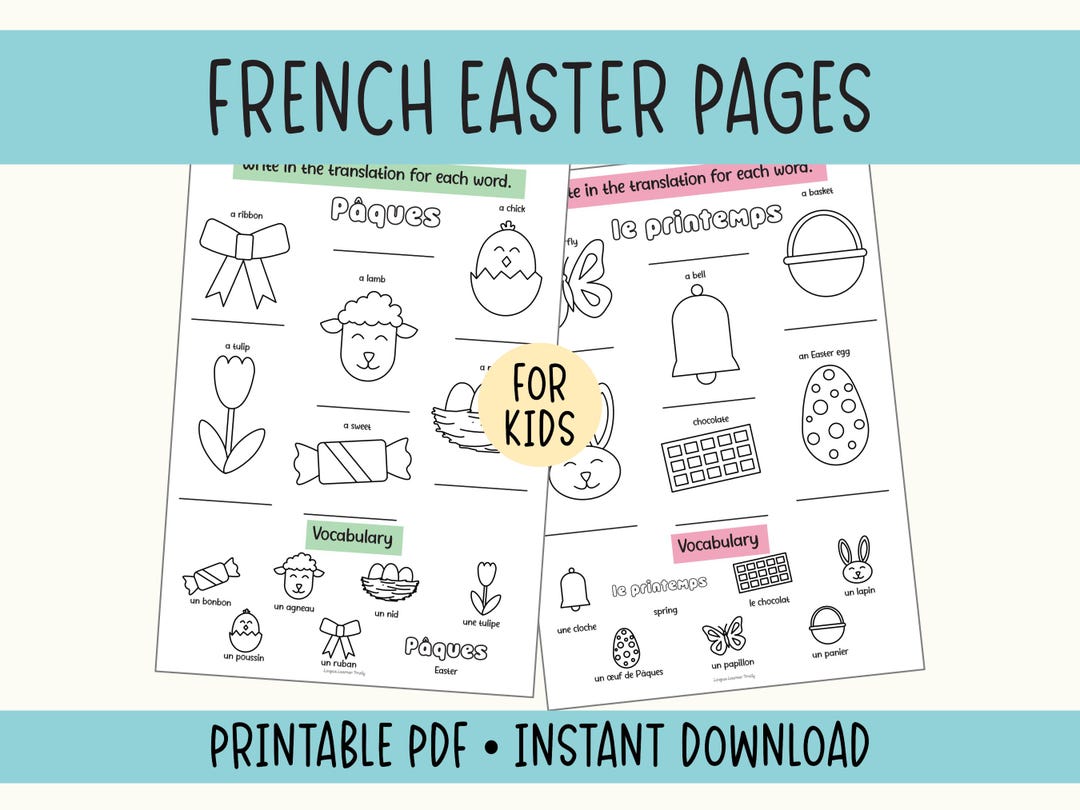 French Easter Activities for Kids | Printable Vocabulary Worksheets ...