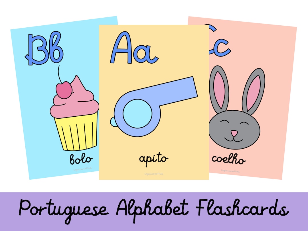 Portuguese Alphabet Flashcards: A6 Printable for Kids (digital Download ...
