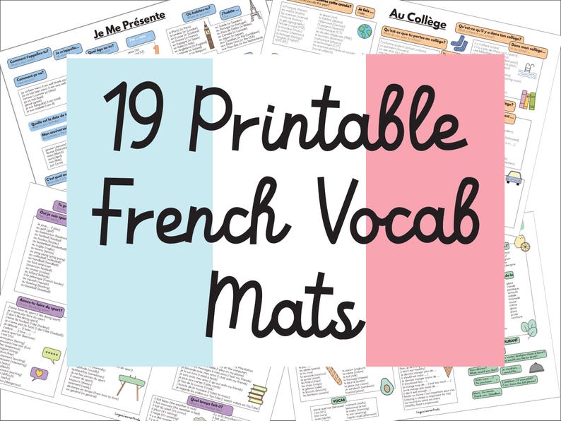 French Printable Vocabulary Mats for Speaking and Writing. Educational ...