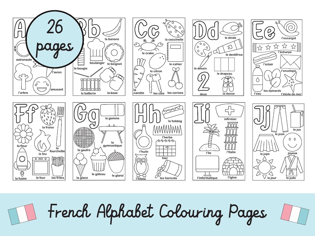 French Alphabet Colouring Printable Pages. Learn French, Educational ...