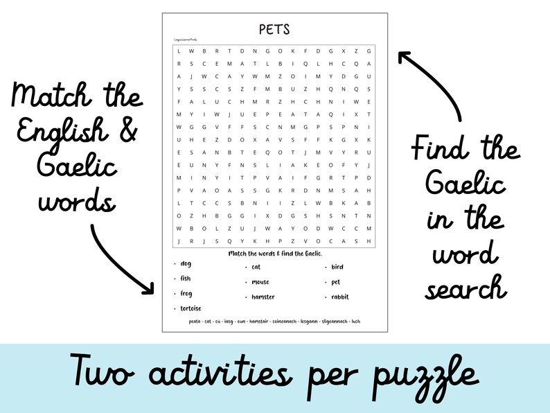 Scottish Gaelic Printable Word Searches. Learn Gaelic Vocabulary for ...