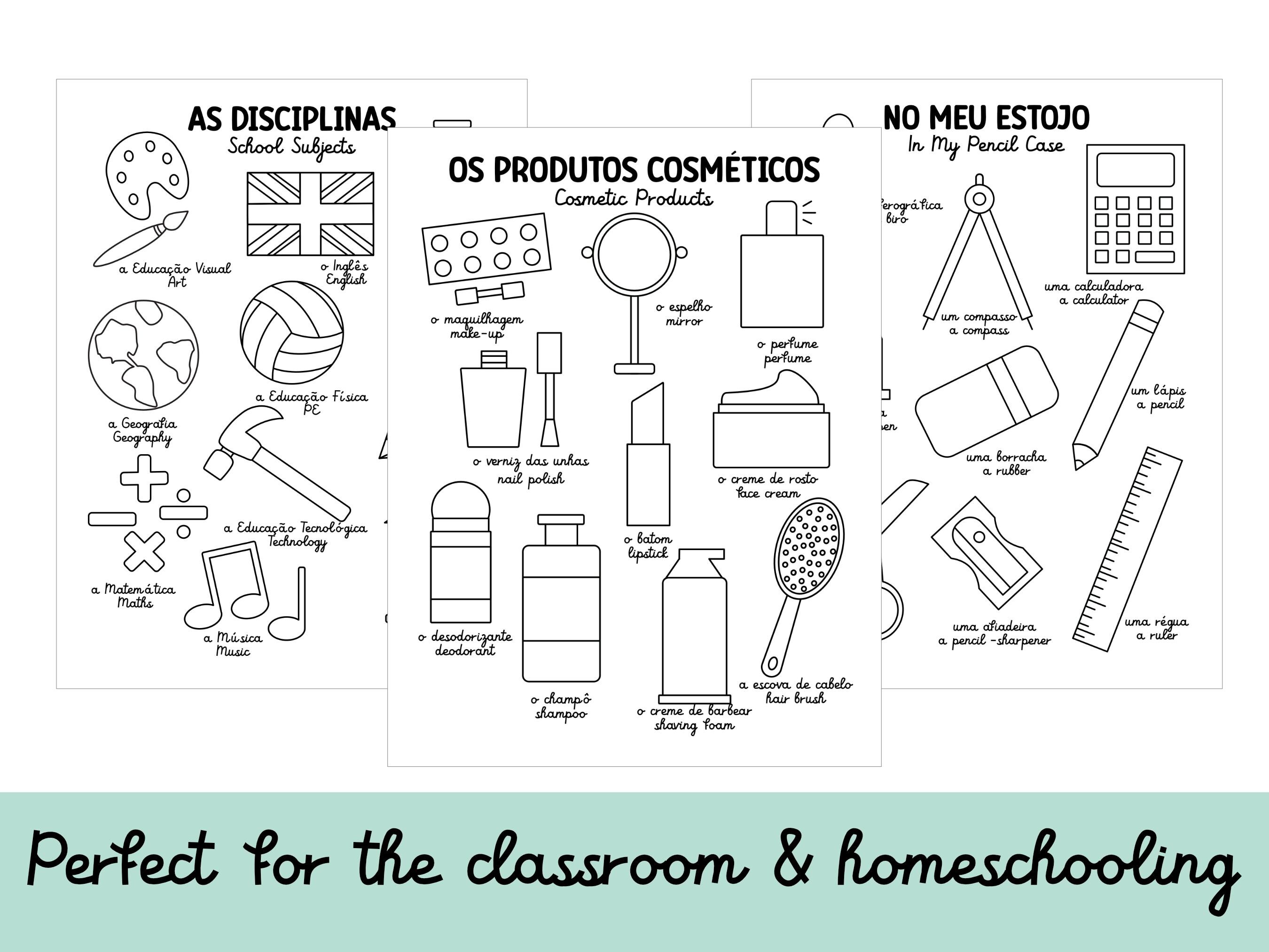 Portuguese Colouring Pages. Learn Portuguese Vocabulary, Bilingual ...