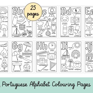 Portuguese Alphabet Coloring Pages: Educational Printable (25 Pages) - Etsy