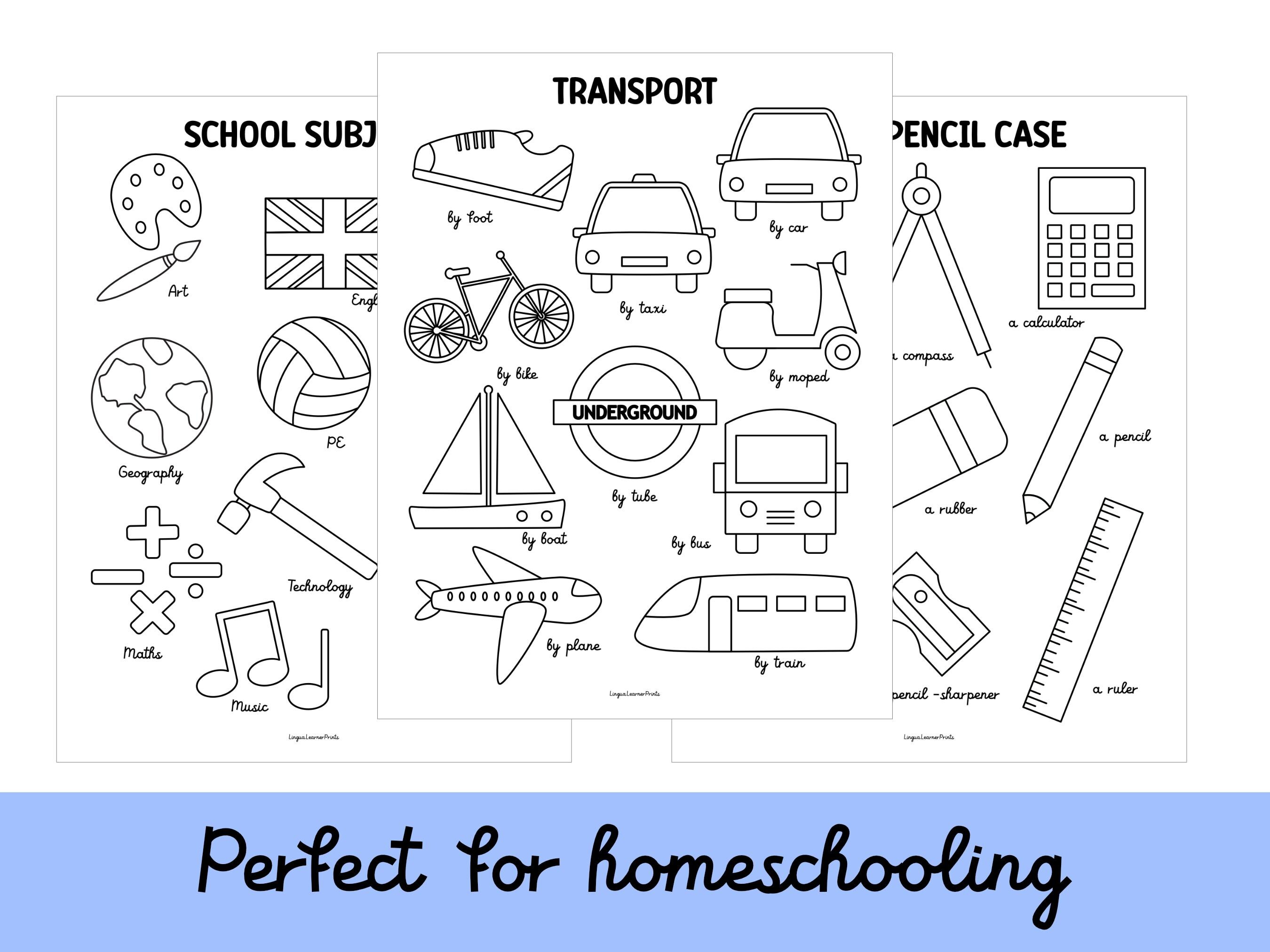 English Colouring Pages: Vocabulary ESL Learning (33 Sheets) - Etsy