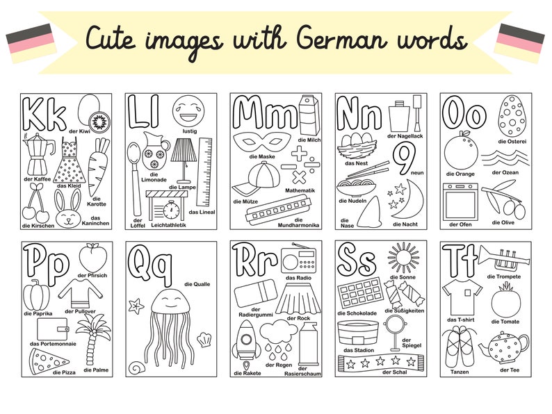 German Alphabet Colouring Printable Pages. Learn German, Educational ...