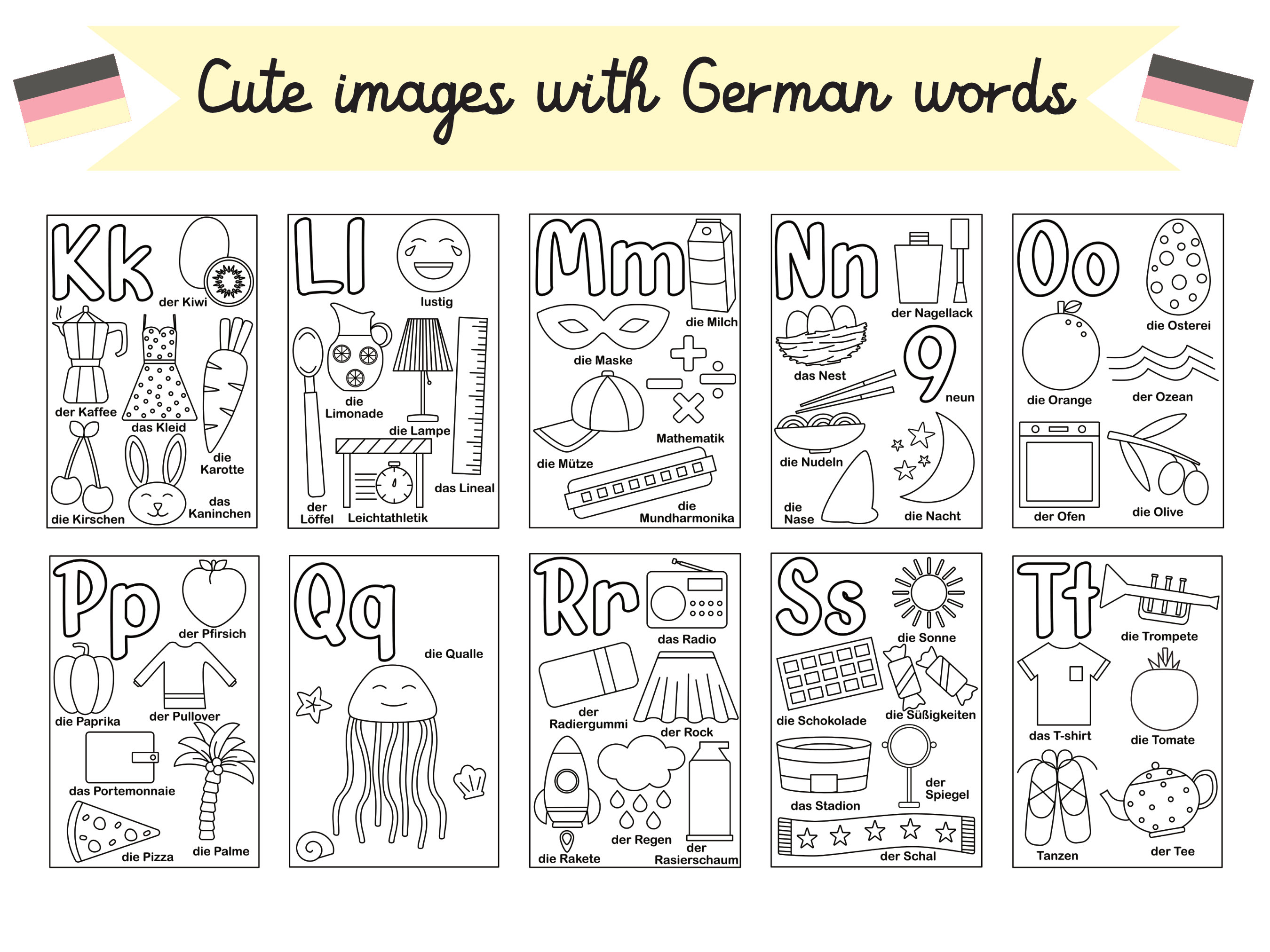 German Alphabet Colouring Printable Pages. Learn German, Educational ...