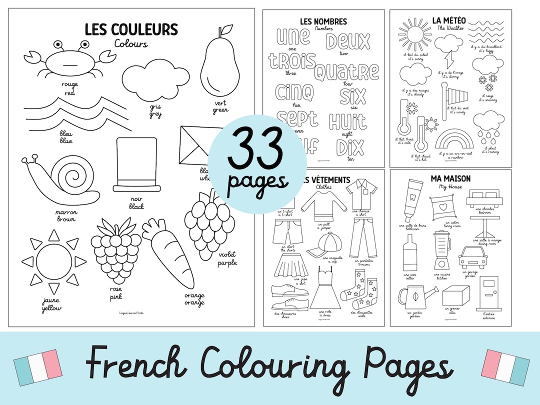 French Colouring Pages. Learn French Vocabulary, Bilingual Education ...