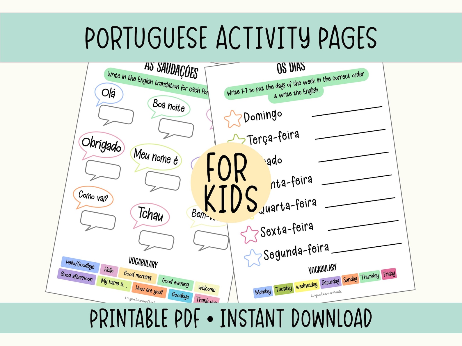 Portuguese Activity Sheets for Kids Bilingual English-portuguese ...