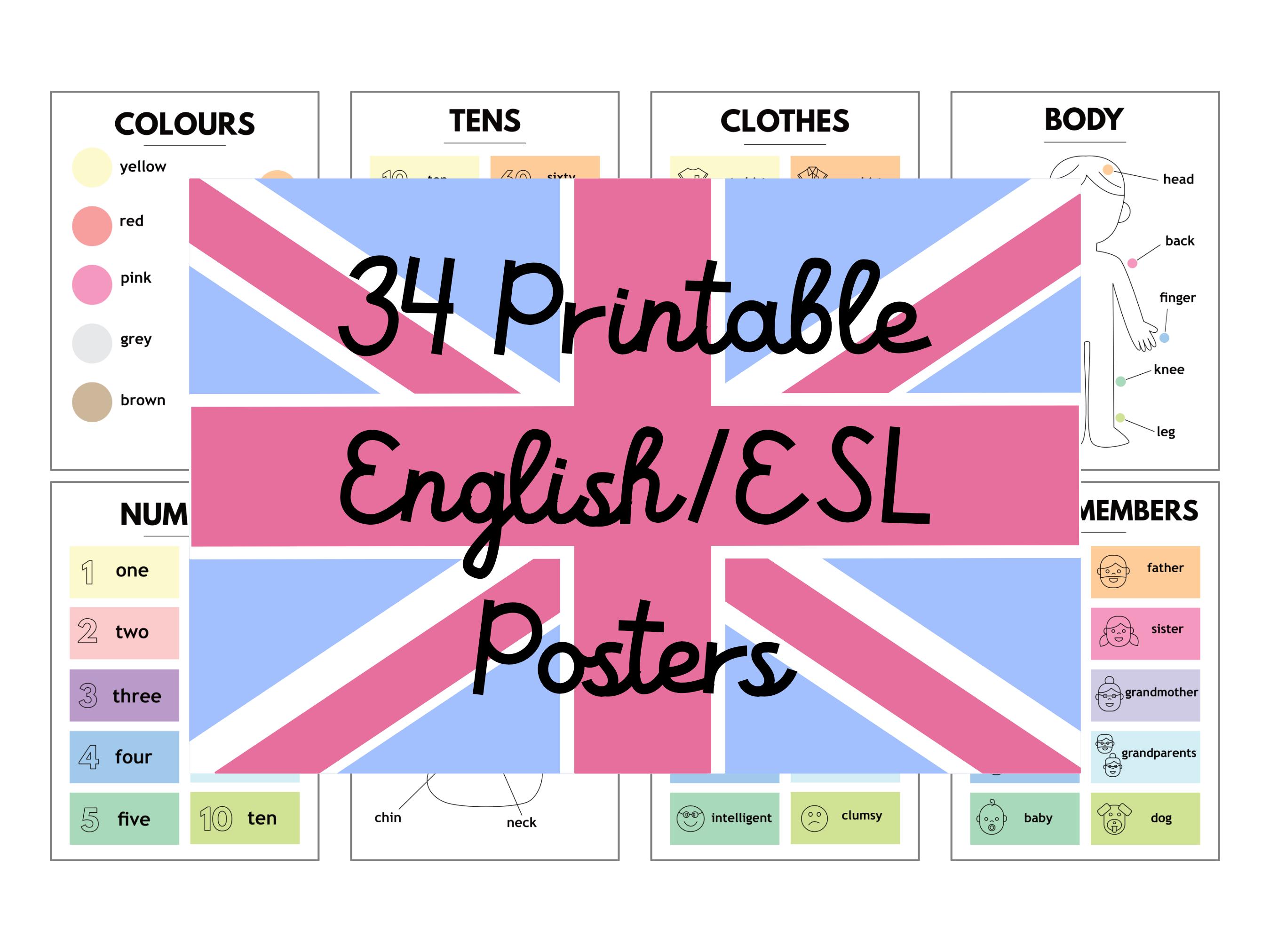English ESL Language Posters and Flashcards Printable. English ...