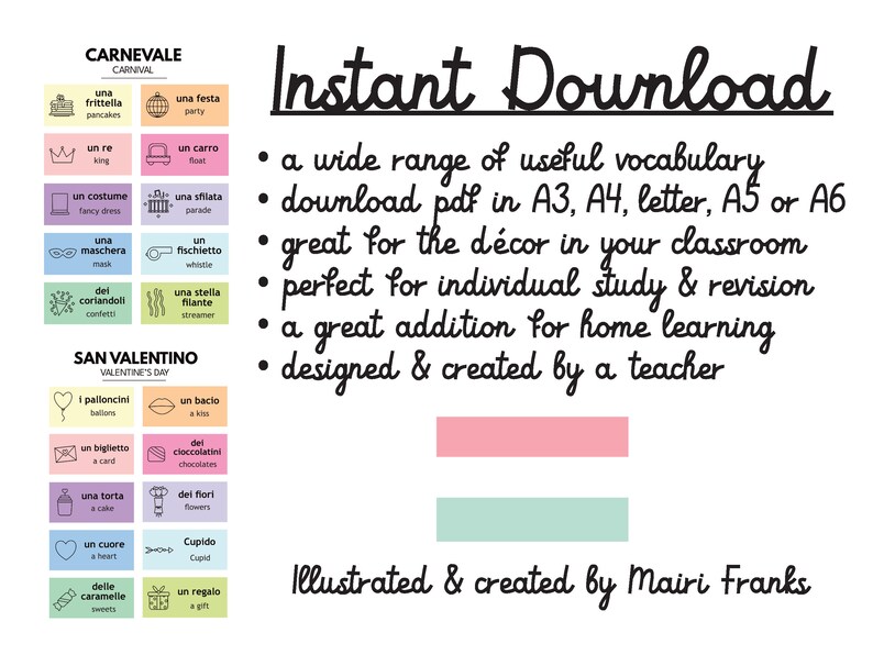 Italian Language Posters and Flashcards Printable. Learn Italian ...