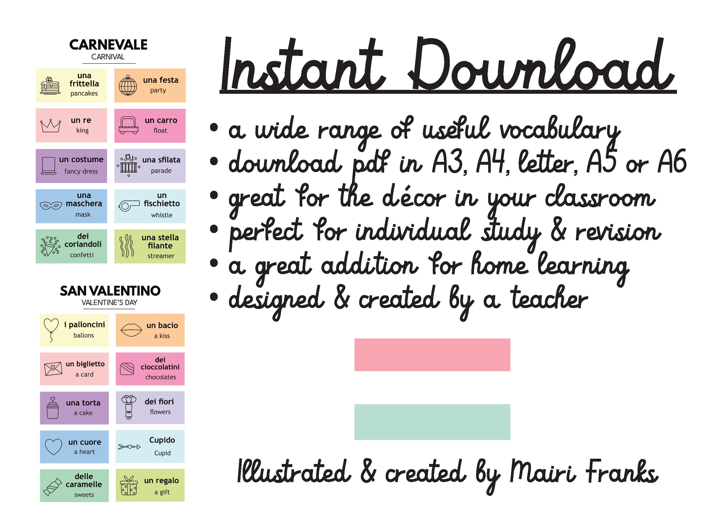 Italian Language Posters and Flashcards Printable. Learn Italian ...