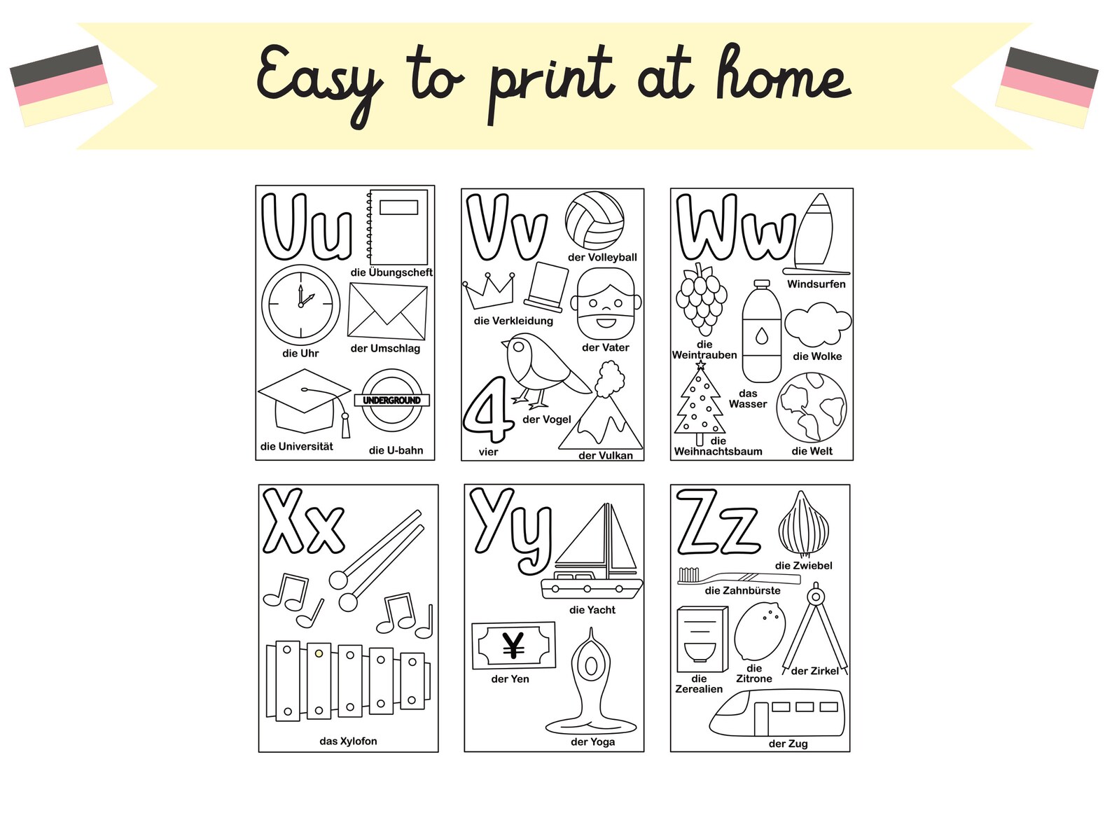 German Alphabet Colouring Printable Pages. Learn German, Educational ...