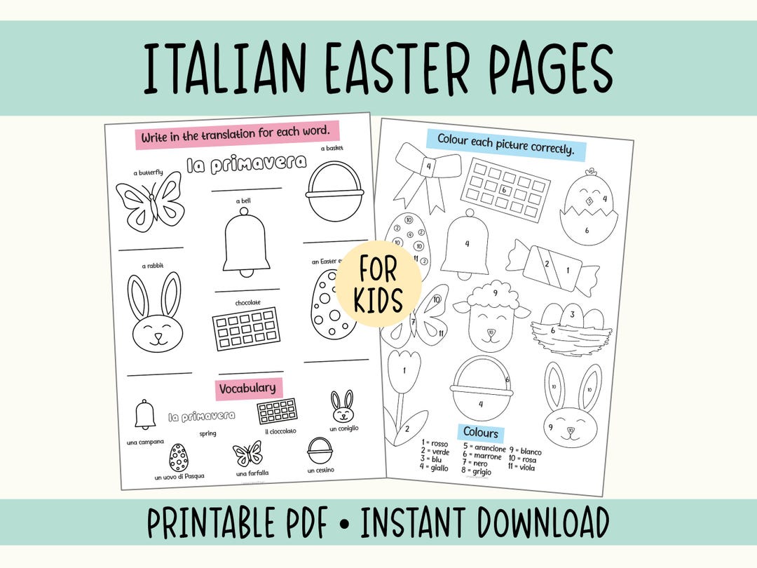 Italian Easter Activities for Kids | Printable Vocabulary Worksheets ...