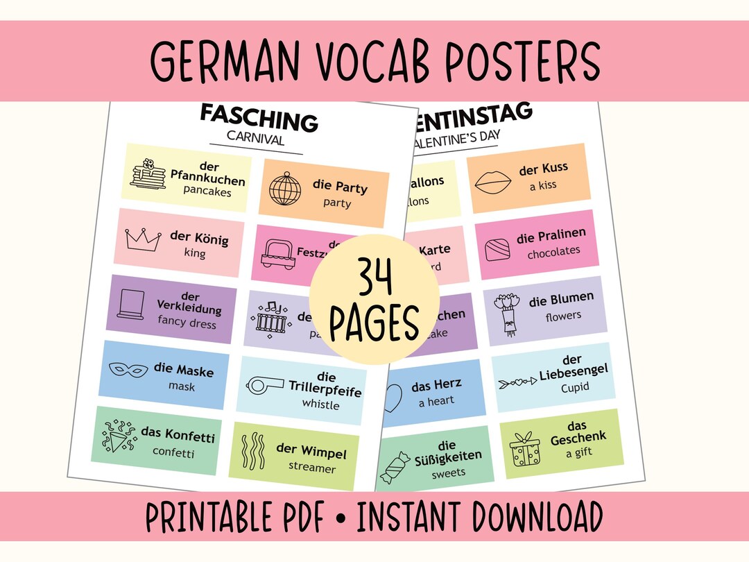 German Learning Posters & Flashcards: Educational Prints (digital ...