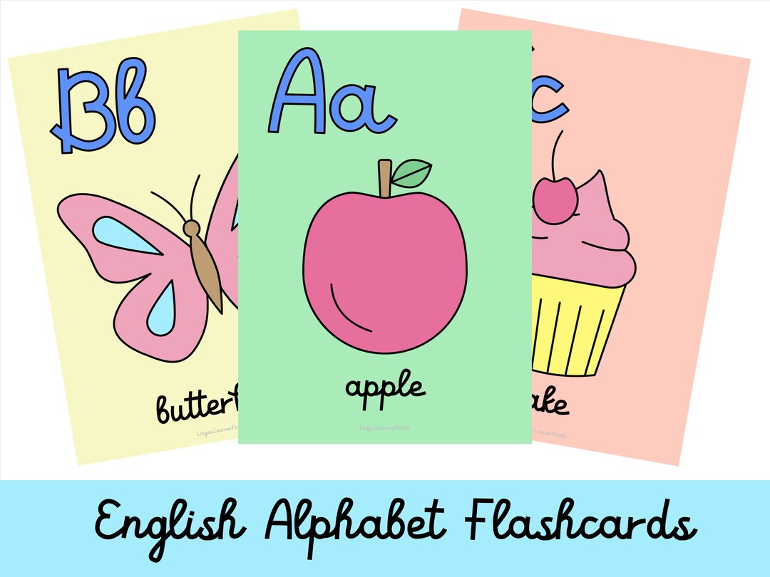 English & ESL A6 Printable Alphabet Flashcards for Children ...