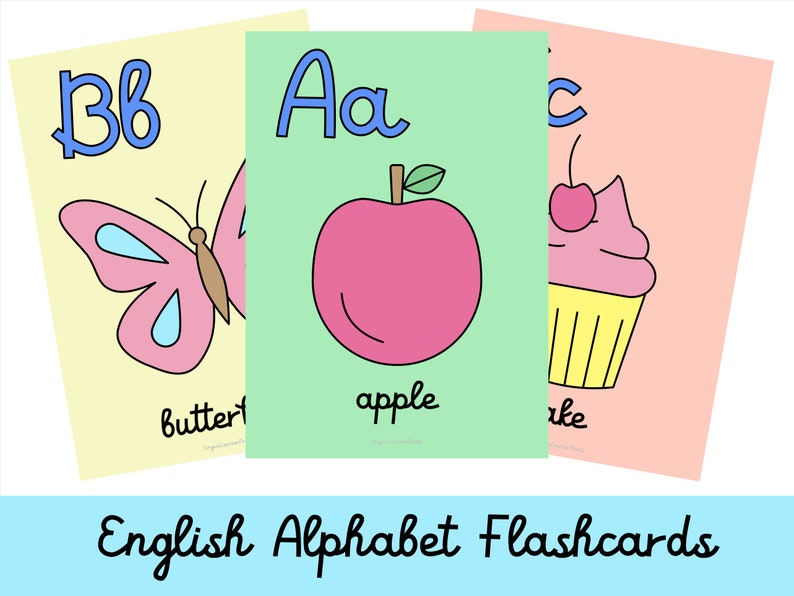 English & ESL A6 Printable Alphabet Flashcards for Children ...