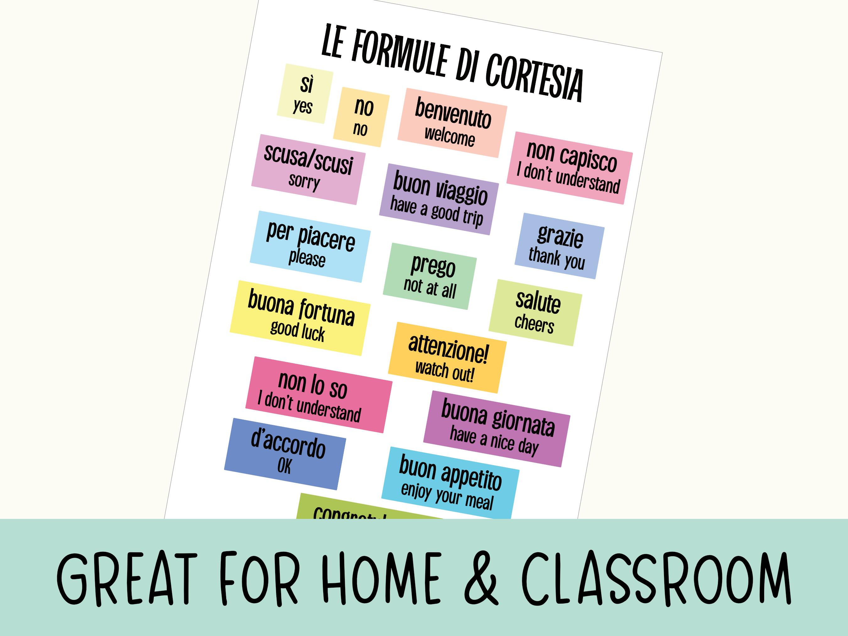 Italian Language Classroom Bundle | Posters + Vocabulary Worksheets ...