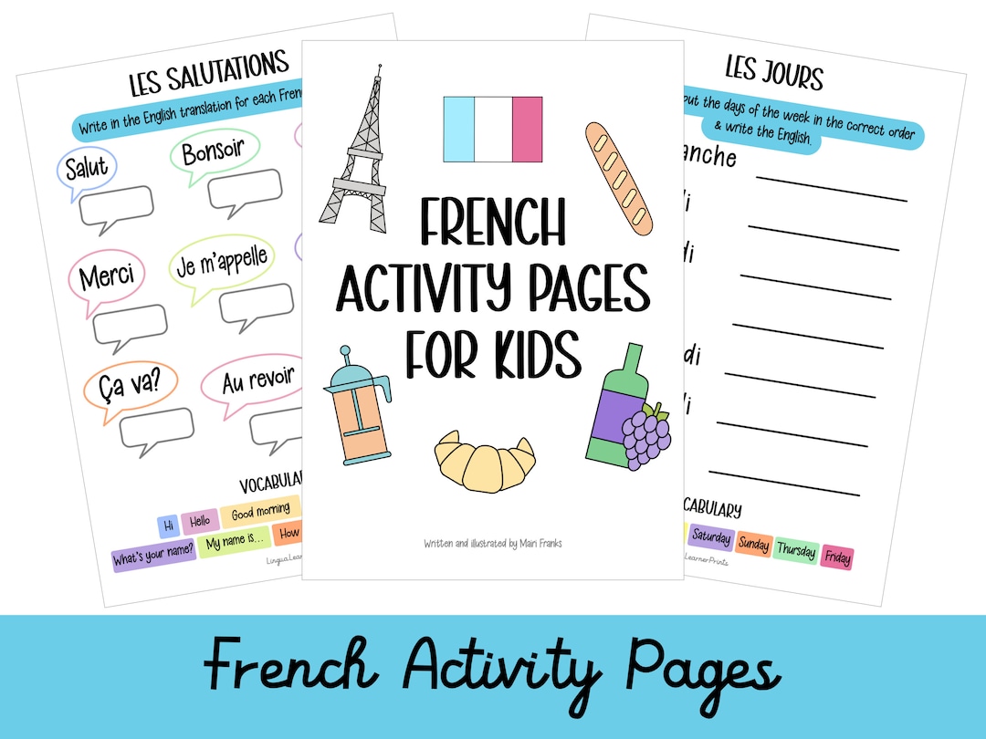 French Printable Activity Sheets for Kids for Home Learning and School ...