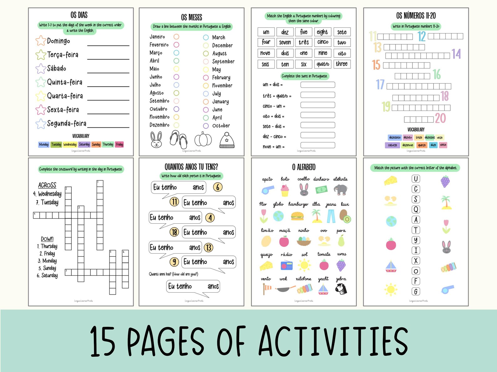 Portuguese Activity Sheets for Kids Bilingual English-portuguese ...