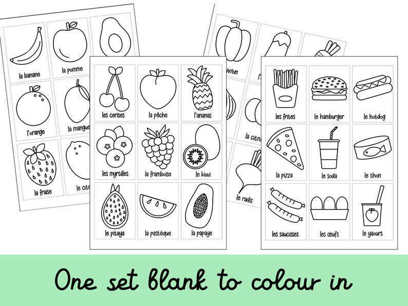 French Food & Drink Flashcards: Coloring Learning Resource (printable ...