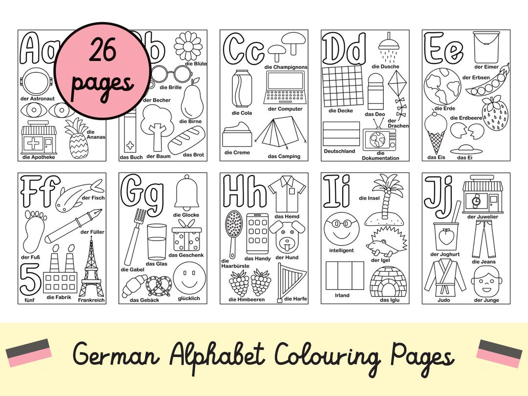 German Alphabet Colouring Printable Pages. Learn German, Educational ...