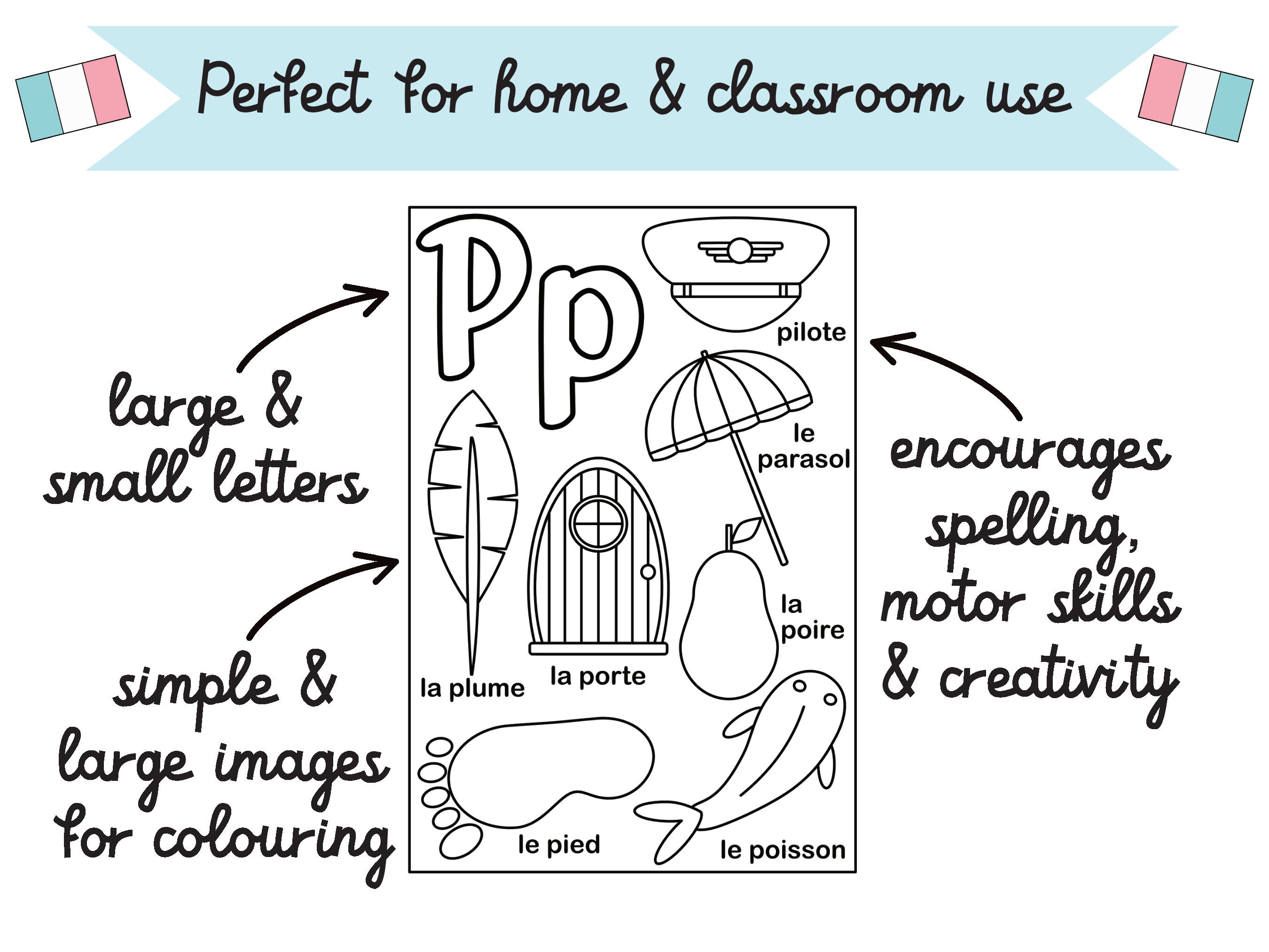 French Alphabet Colouring Printable Pages. Learn French, Educational ...