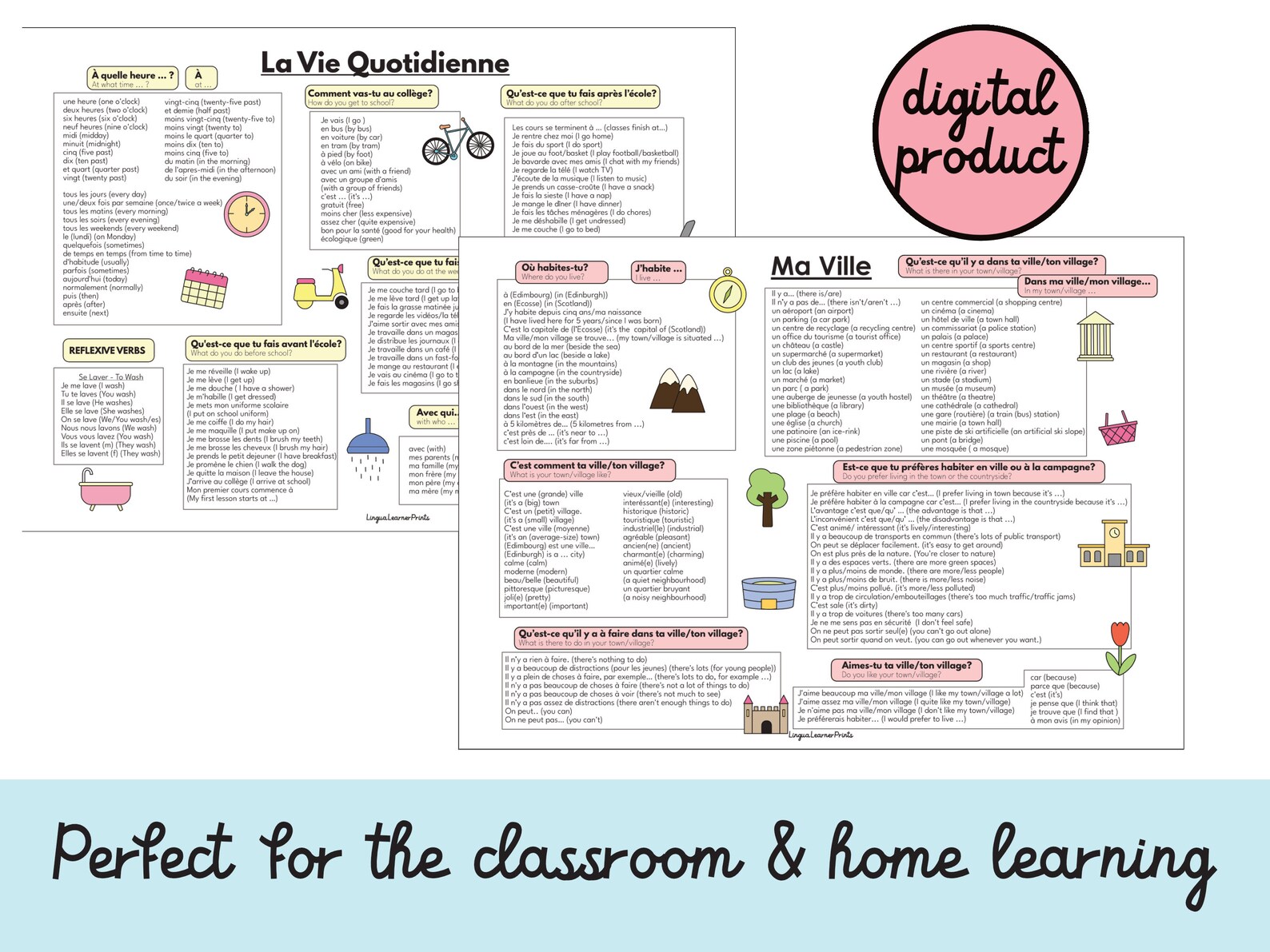 French Vocabulary Mats: Speaking & Writing Practice (19 Pages) - Etsy