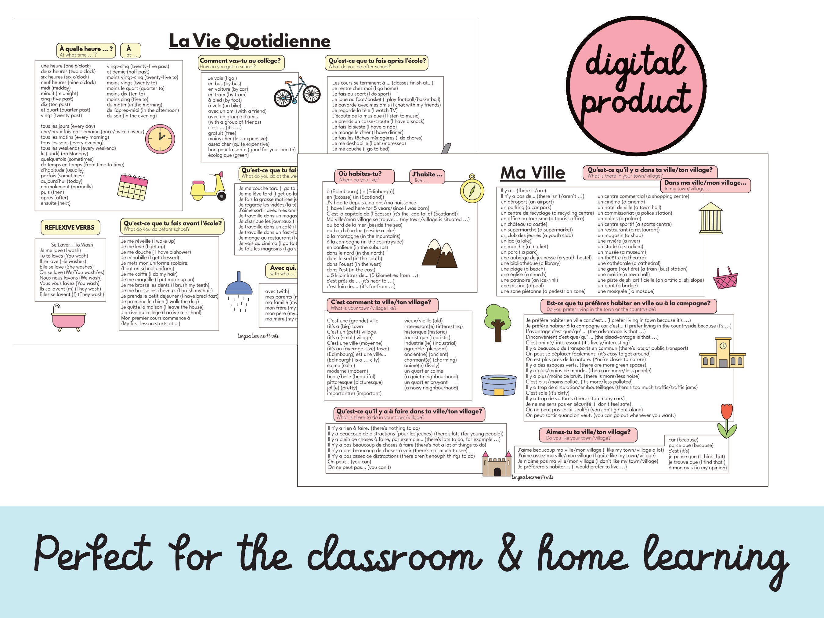 French Vocabulary Mats: Speaking & Writing Practice (19 Pages) - Etsy